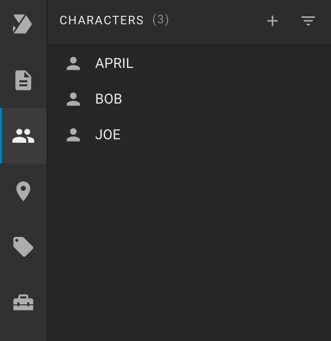 Clapperbie Documentation Characters List